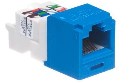 Panduit Cat6 Mini-Com TX6 RJ45 Keystone - Blue | ShowMeCables.com