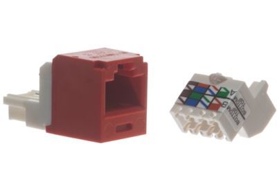 Panduit Cat6 Mini-Com TX6 RJ45 Keystone - Red | ShowMeCables.com