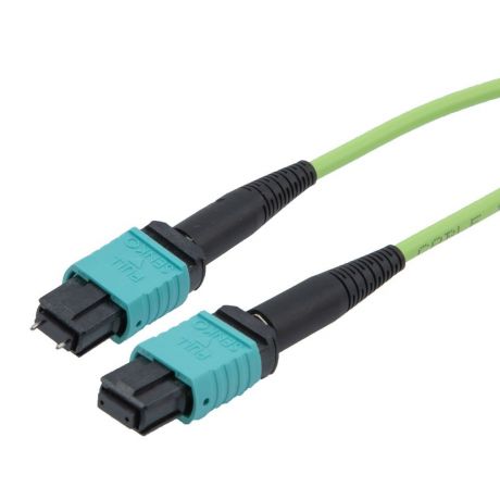 L-Com MPO w/ pins to MPO no pins, 8 Fiber, Type B, 100GB 50/125 OM5 MMF, OFNR Jacket, 5 Meter ...