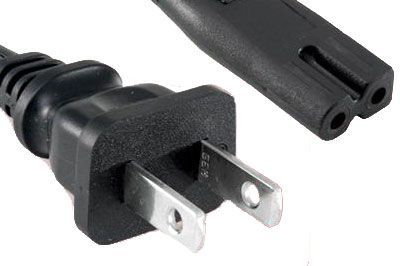 7 Amp Black NEMA 1-15 to C7 | Polarized 2 Slot Power Cord 6 Feet ...