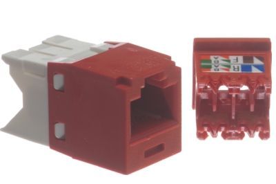 Panduit Cat5e Mini-Com TX5e RJ45 Keystone - Red | ShowMeCables.com