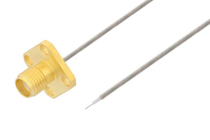 Pasternack SMA Female 4 Hole Flange to Trimmed Lead Test Probe Cable 9 ...
