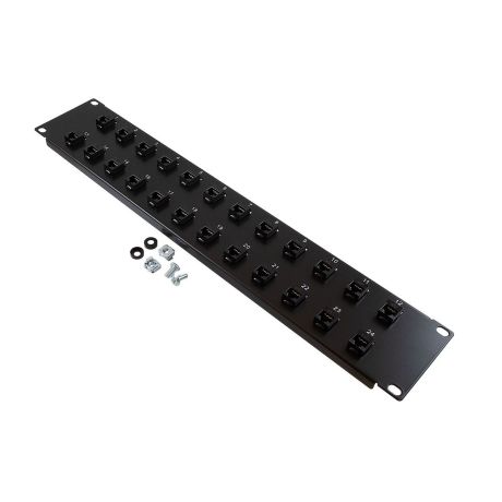 ShowMeCables 2U (3.5") 19 Inch Panel with 24 Cat6a Couplers | ShowMeCables.com