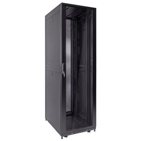 ShowMeCables 42U Server Rack Cabinet, 800mm depth, Glass door and perf. rear french doors, cable ...