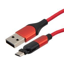 ShowMeCables 180°Rotating Head, USB2.0 Ato Micro, M/M, Red Nylon ...