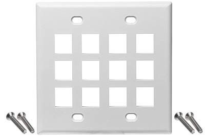 ICC IC107F12WH 12 Port Flat Wall Plate - Double Gang - White ...