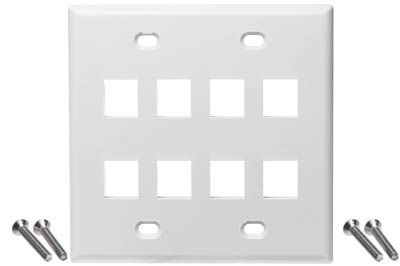 ICC IC107FD8WH 8 Port Flat Wall Plate - Double Gang - White ...