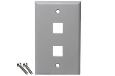 ICC IC107F02GY 2 Port Flat Wall Plate - Single Gang - Gray ...