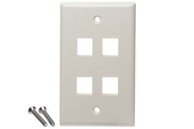 ICC IC107F04AL 4 Port Flat Wall Plate - Single Gang - Ivory ...