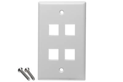 Faceplate, Flat, 1-Gang, 4-Port- White | ShowMeCables.com