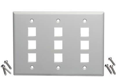 ICC IC107FT9GY 9 Port Flat Wall Plate - Triple Gang - Gray ...