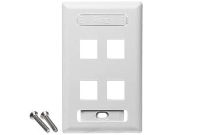 ICC IC107S04WH 4 Port Wall Plate with ID - Single Gang - White ...