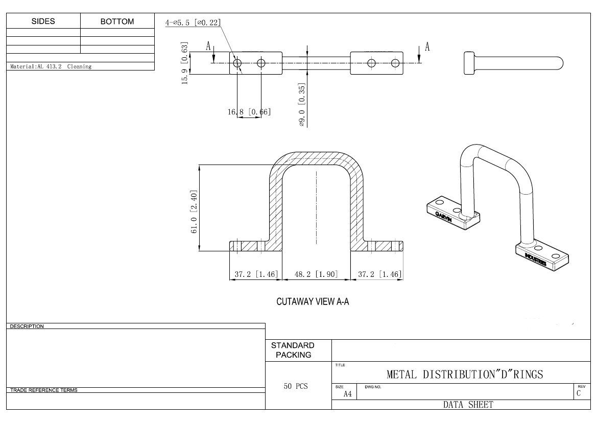 2 Inch Distribution Ring | Metal - Rounded Edges | ShowMeCables.com