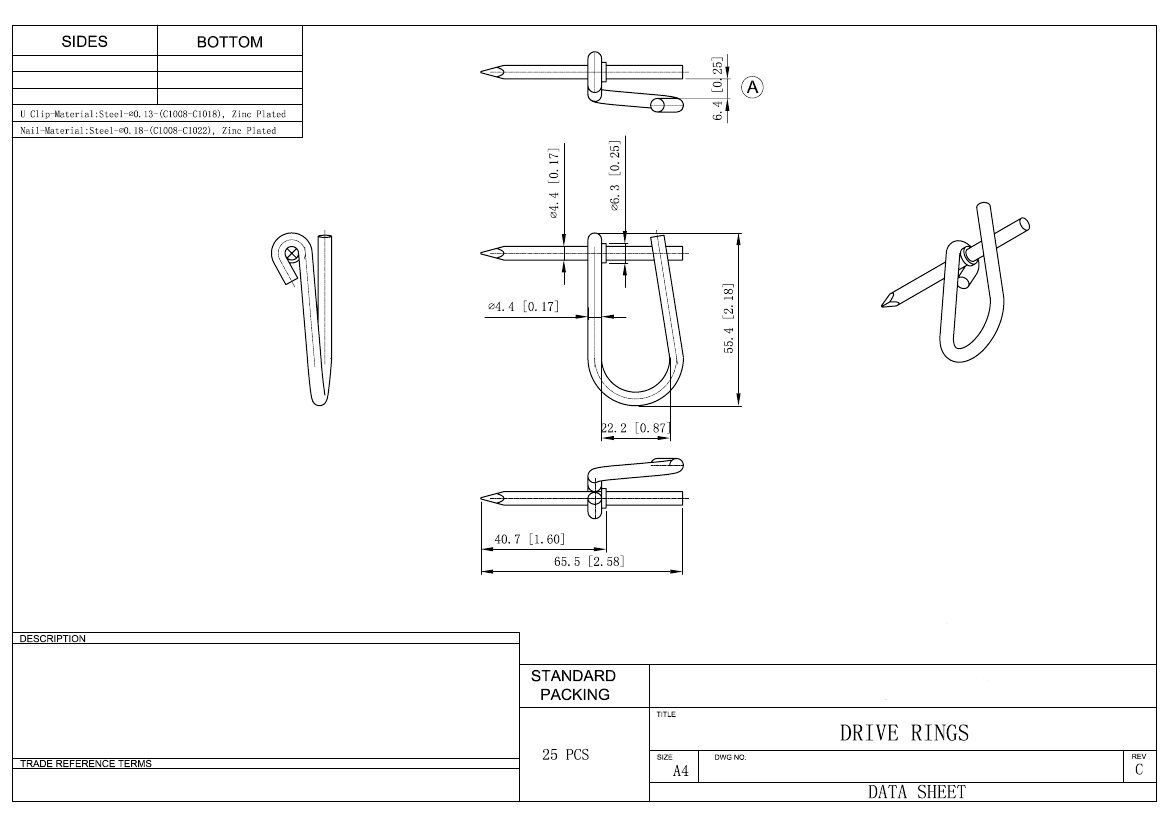 7/8 Inch Nail-In Drive Rings - 25 Pack | ShowMeCables.com