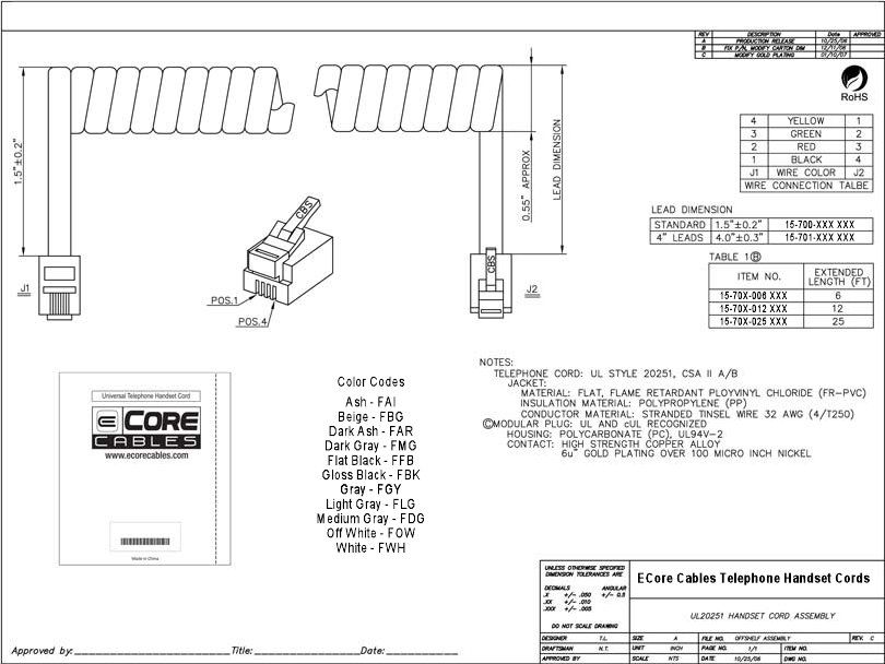 1.5 Inch Flat Leader Handset Cord | ShowMeCables.com